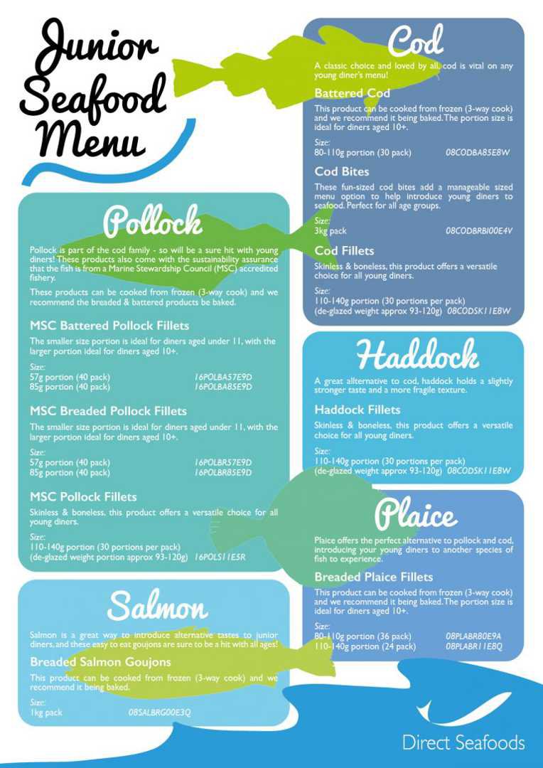 Children's Seafood Menu - Direct Seafoods : Direct Seafoods